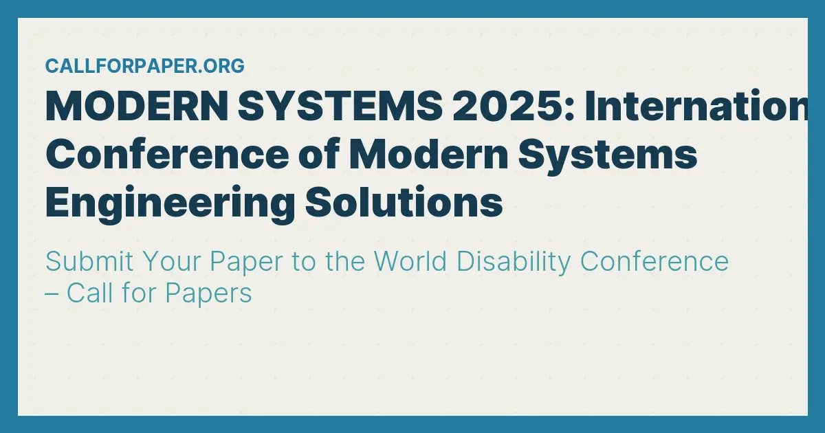 MODERN SYSTEMS 2025: International Conference of Modern Systems ...