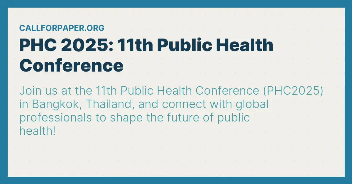 PHC 2025: 11th Public Health Conference